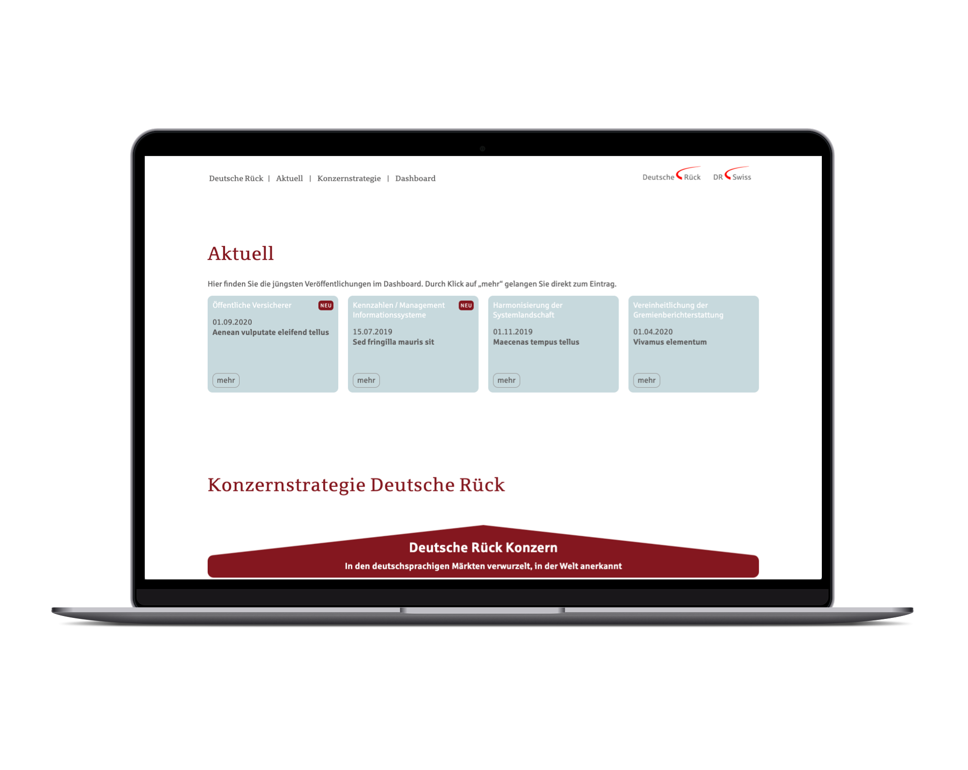 Deutsche Rück: Design eines Intranet Dashboards (ENORM Digital)
